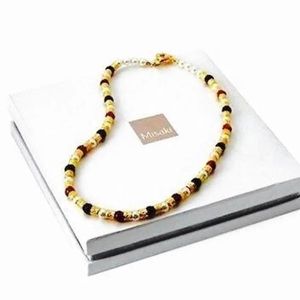 Misaki | Jewelry | Misaki Designer Necklace Red Black Gold And Pearls ...